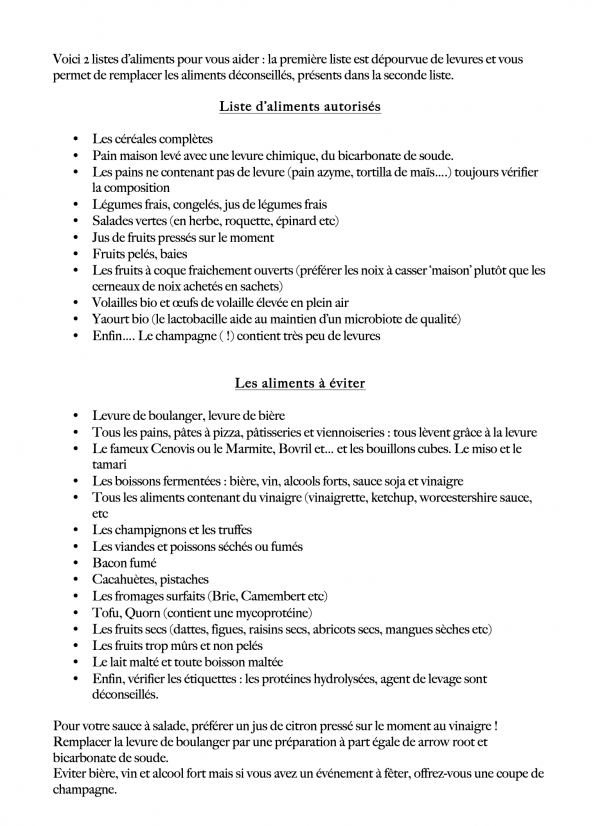 Intolérance aux levures - Médecine Intégrée